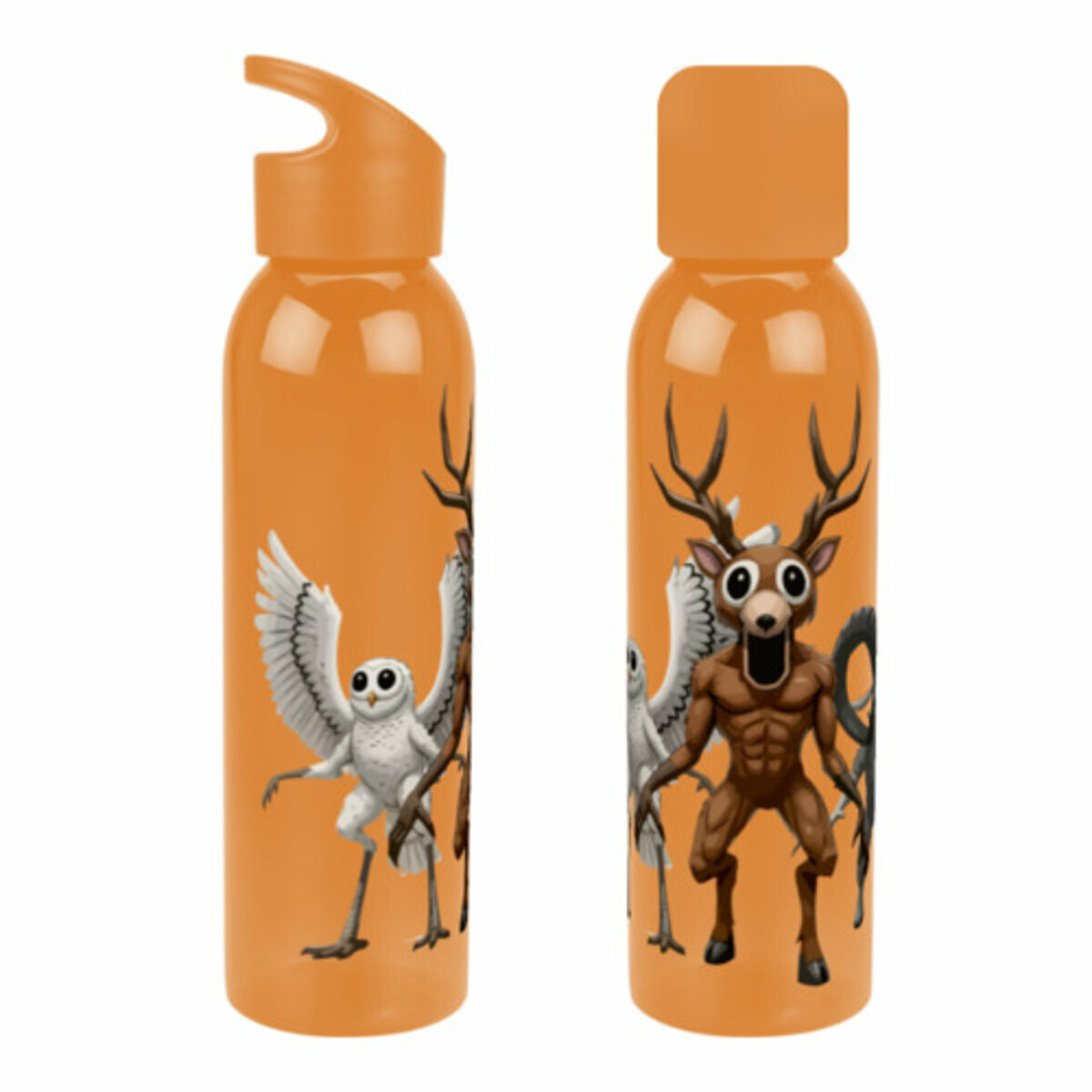 Бутылка для воды «99 ночей в лесу олень сова баран рам игрушки 99» (оранжевый)
