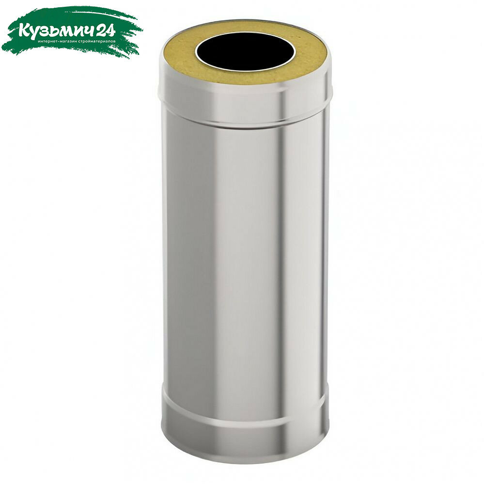 Труба для дымохода Феникс 115х200 мм, сталь 0.5 мм, сэндвич-конструкция, длина 0.5 м, 1 шт