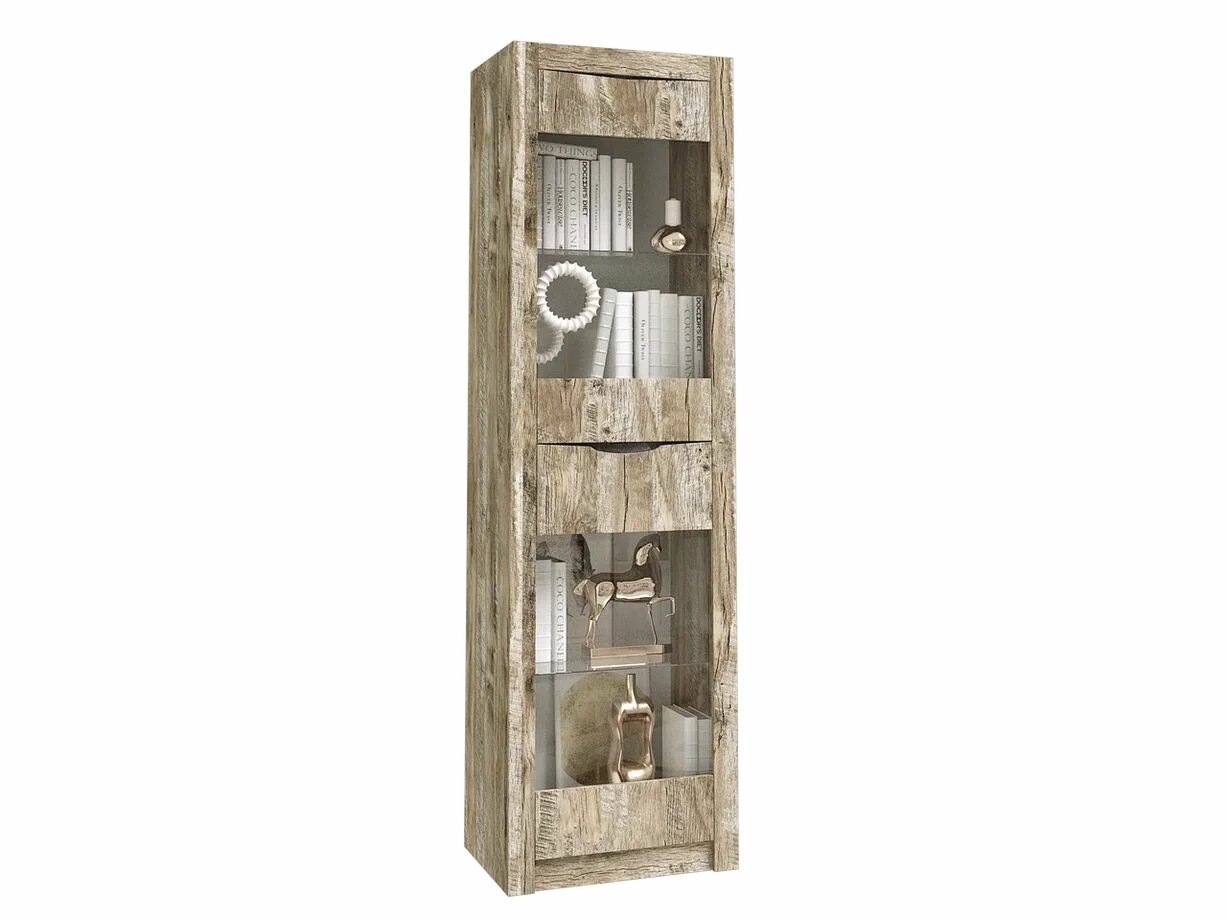 Пенал-стекло Ривьера (Дуб Юкон, Бетон темный) 640х2200х442 МИФ