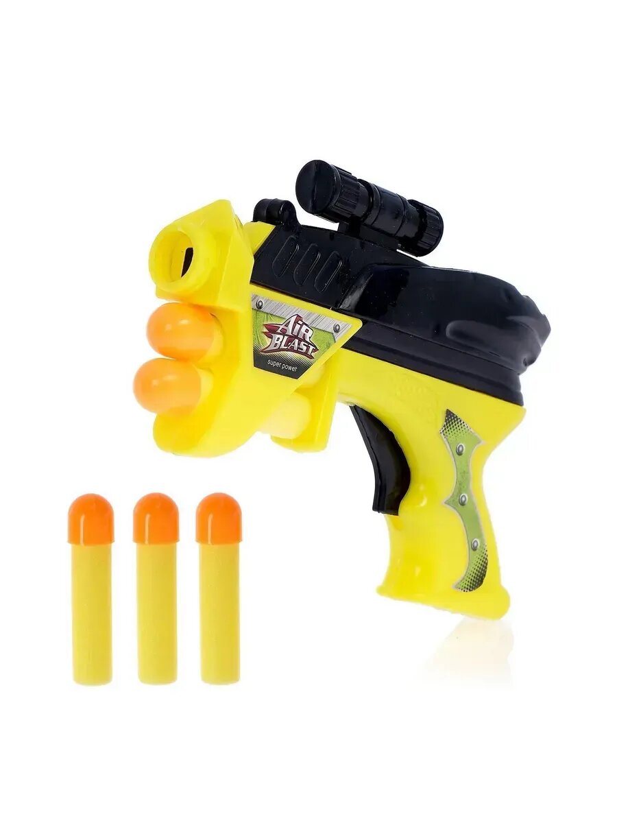 Бластер с мягкими пулями пистолет игрушечное оруж, цвет микс
