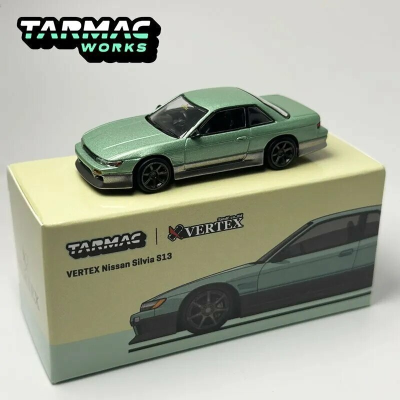 Машинка Tarmac Works TW 1/64 VERTEX Nissan Silvia S13 green Die-cast Alloy Car Model Collection Display Gift