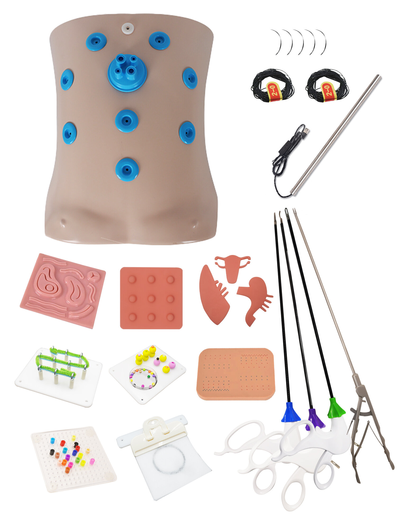 Лапароскопический тренажер Модель включает 4 инструмента, 10 учебных блоков и камеру с углом обзора 0/30 градусов.