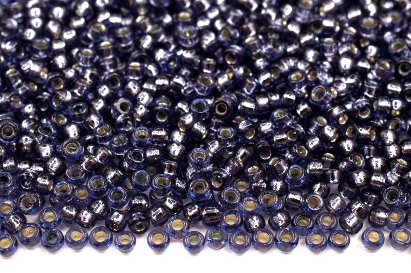 Бисер японский MIYUKI круглый 15/0 #4276 деним, серебряная линия внутри, Duracoat, 10 грамм
