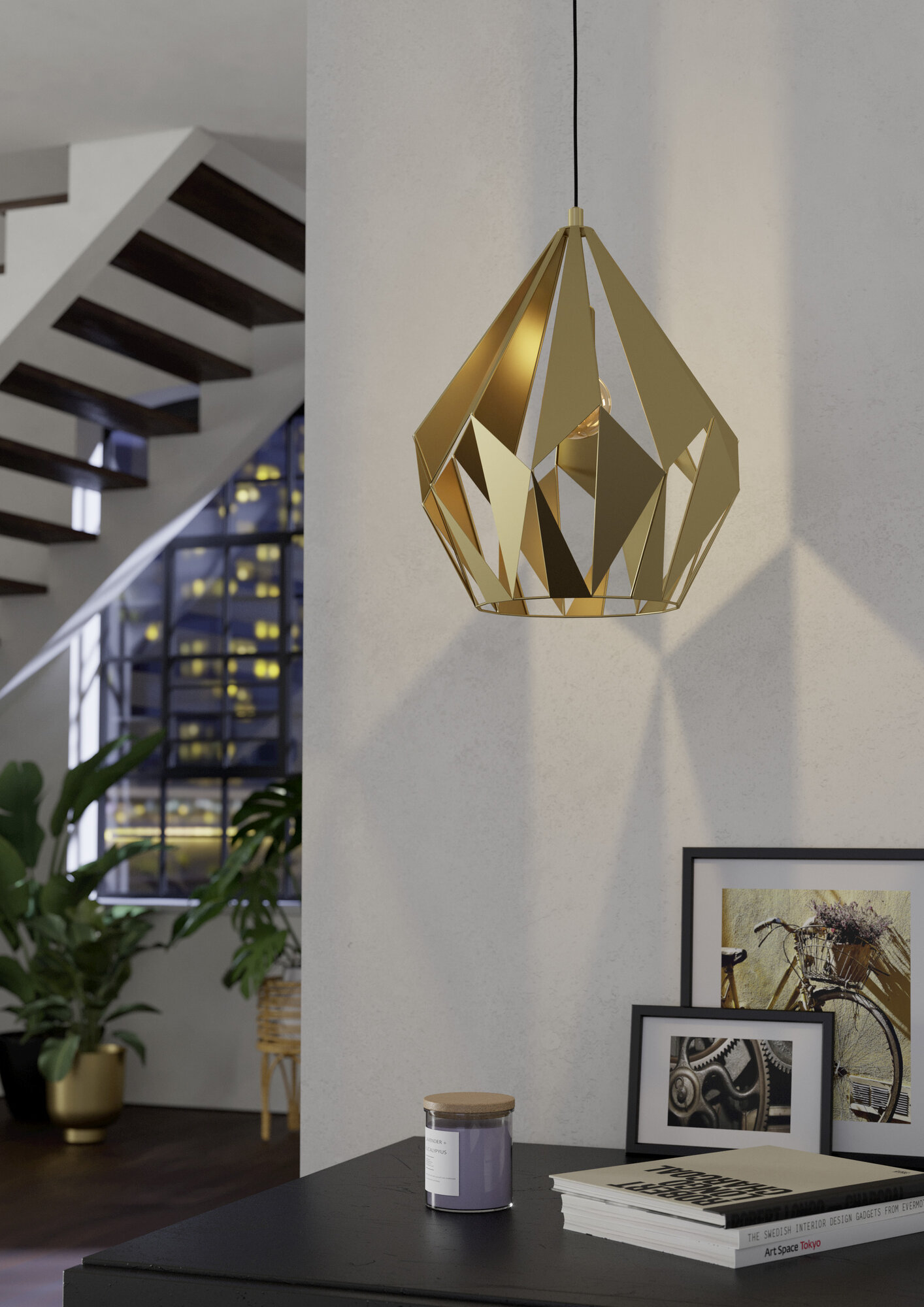 Светильник подвесной EGLO Carlton 43815, сталь, золотой цвет, цоколь E27, мощность 60 Вт