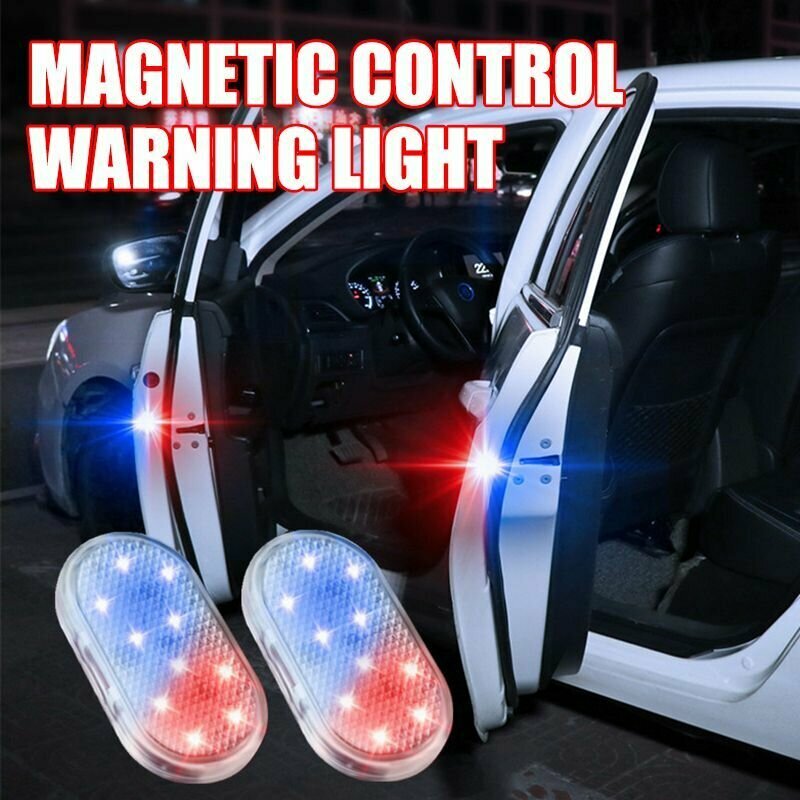 Беспроводной противоударный светодиодный стробоскоп красного и синего цвета для безопасности автомобиля, сигнальная лампа и индукционное украшение двери