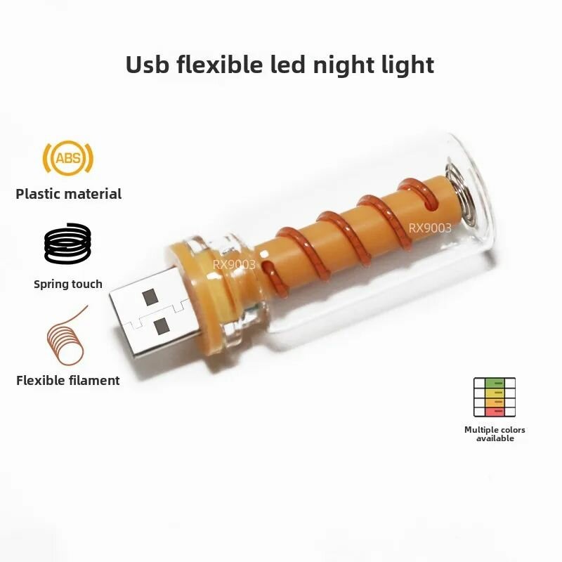 Прозрачный пружинный сенсорный USB-ночник с регулировкой яркости, прикроватный светильник, автомобильный фонарь, портативная светодиодная подсветка для создания атмосферы розового цвета