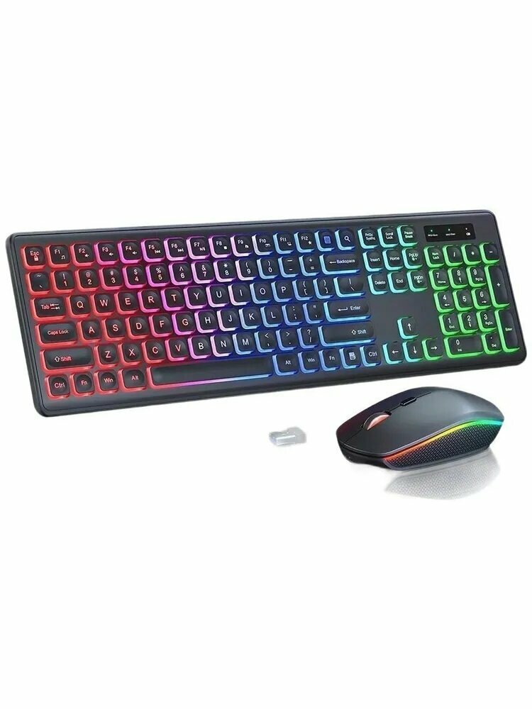 JOMAA Комплект игровая клавиатура и мышь беспроводная KS134, Русская раскладка, черный