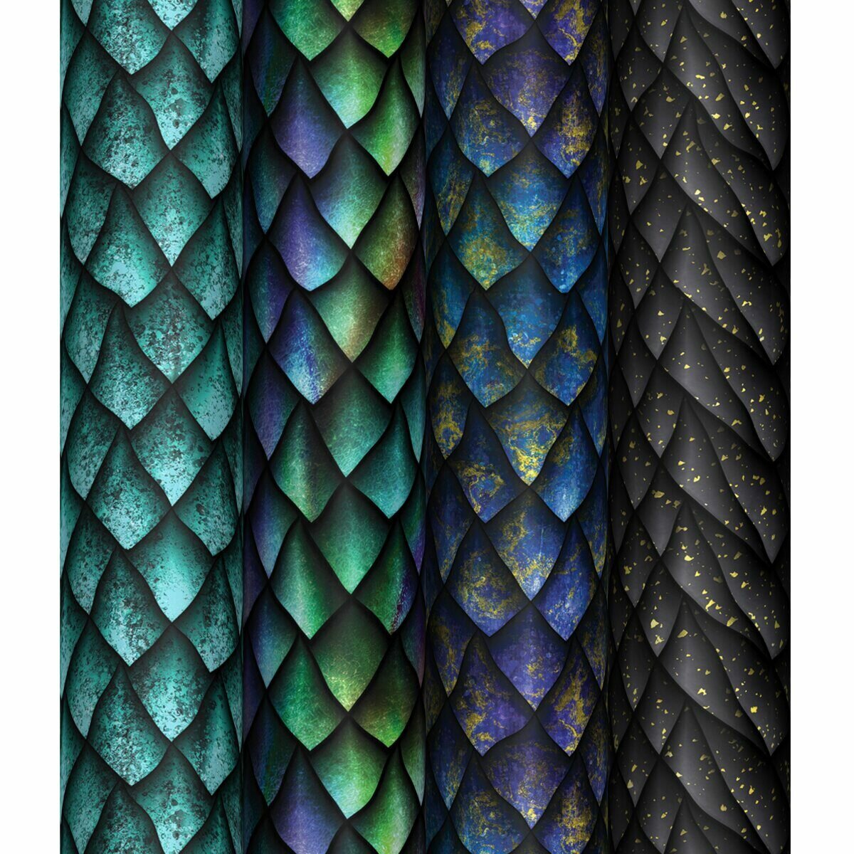 Упаковочная бумага глянц. 70*100см, MESHU Дракон, 80г/м2, ассорти 4 дизайна, MS_54143