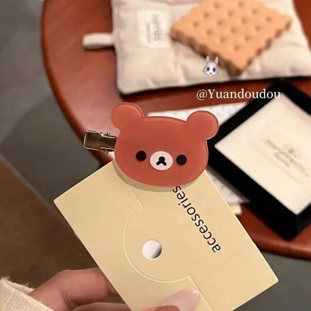 Заколка для волос в виде мультяшного Рилаккумы, аниме-заколка в виде медведя-уточки для девочек, милая универсальная заколка для челки, головной убор для студенток, аксессуар для волос, подарок.