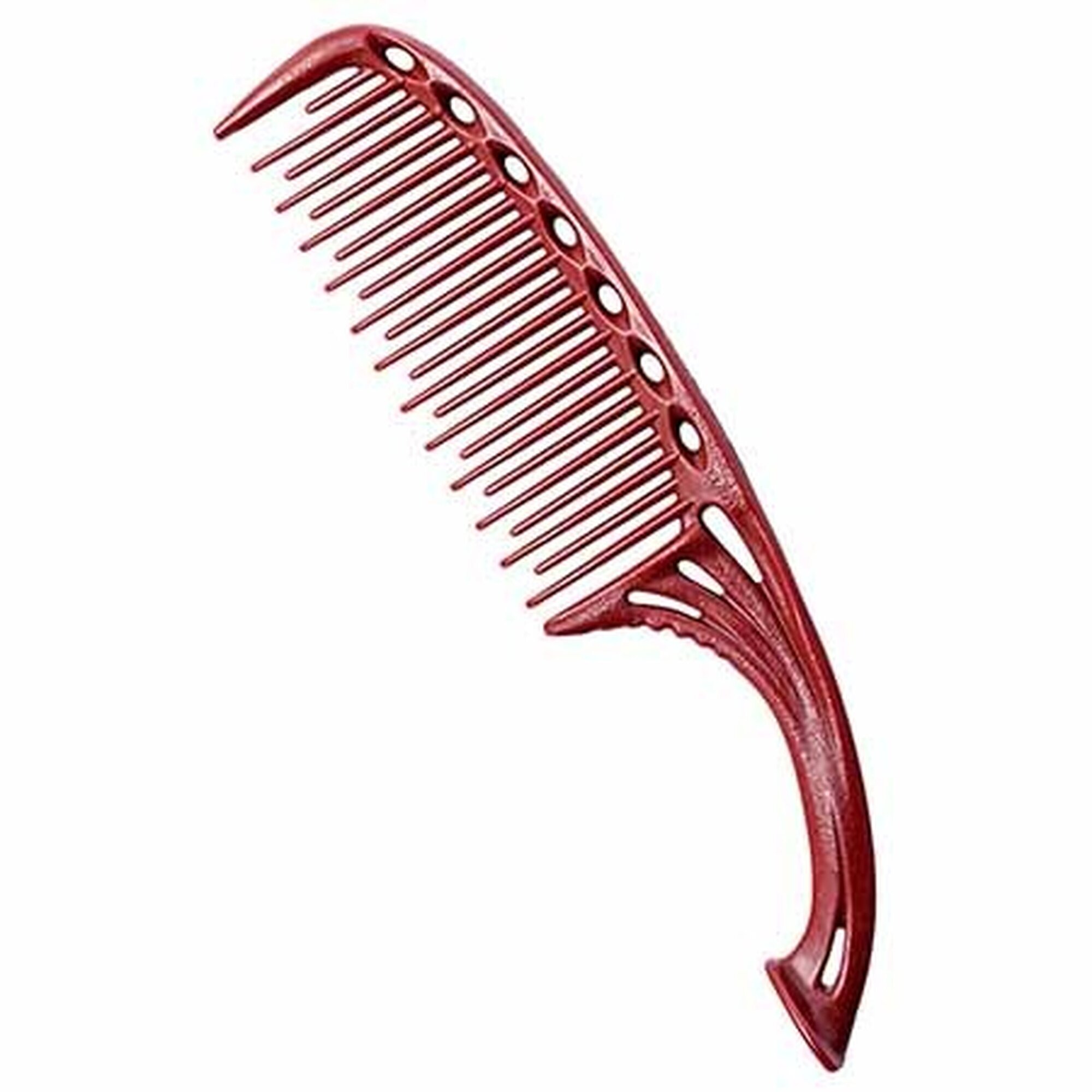 Гребень Y.S. Park YS-605, для окрашивания волос, красный, с изогнутой ручкой