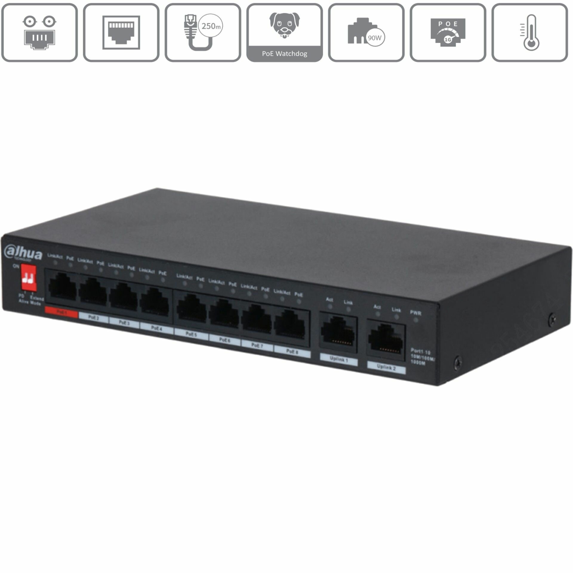 Dahua DH-PFS3010-8GT-96 8-портовый неуправляемый коммутатор с РоЕ