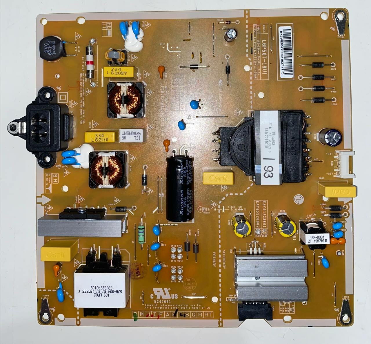 Блок питания PSU: EAX68249201(1.9) EAY65228802 REV3.0 LGP50T-19U1 для телевизора LG 50UM7650PLA 50UN81006LB