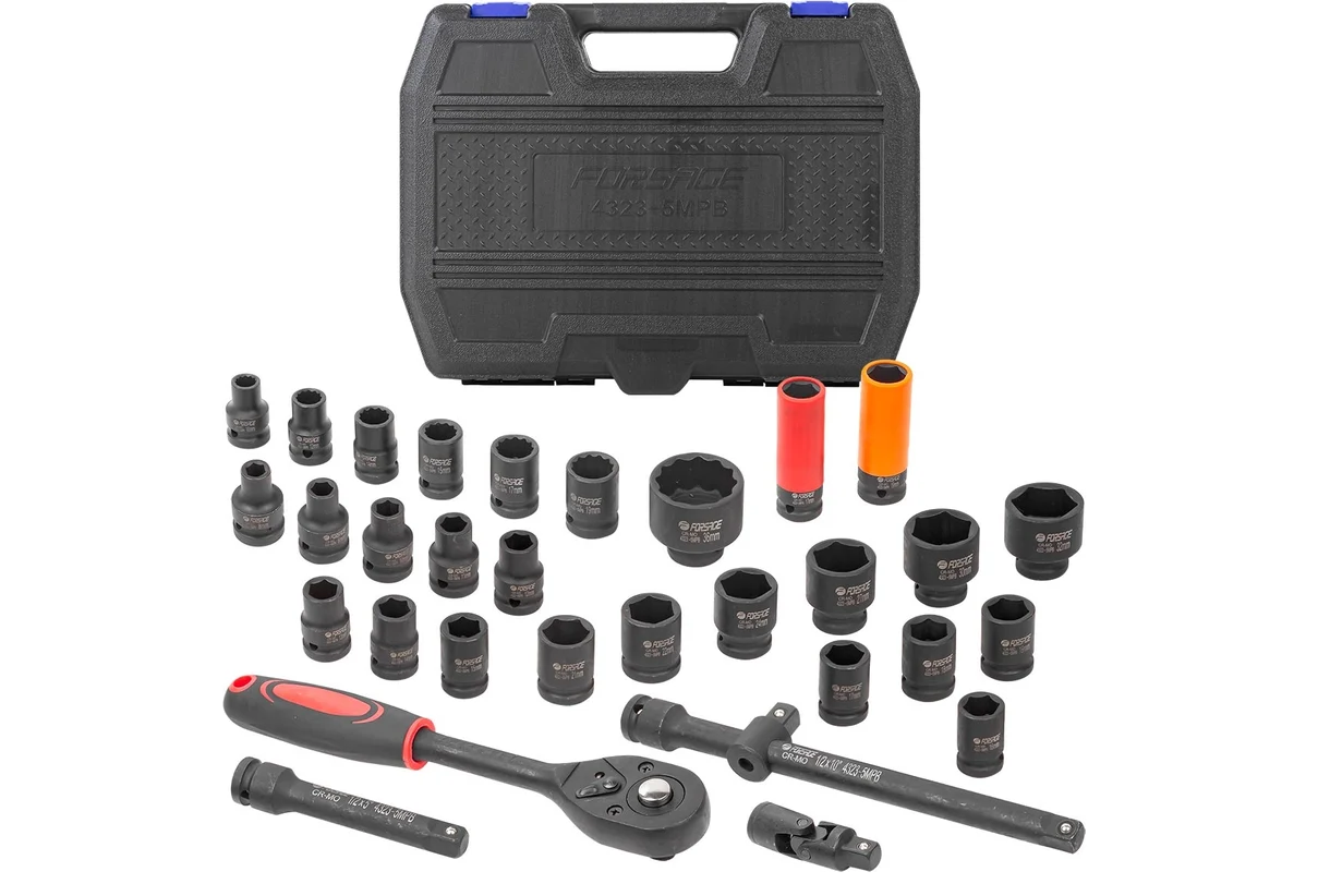 Набор инструментов Forsage, ударные, 32 предмета, 1/2', сталь