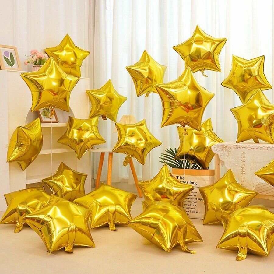Воздушные фольгированные шары Звезды 20шт 46см