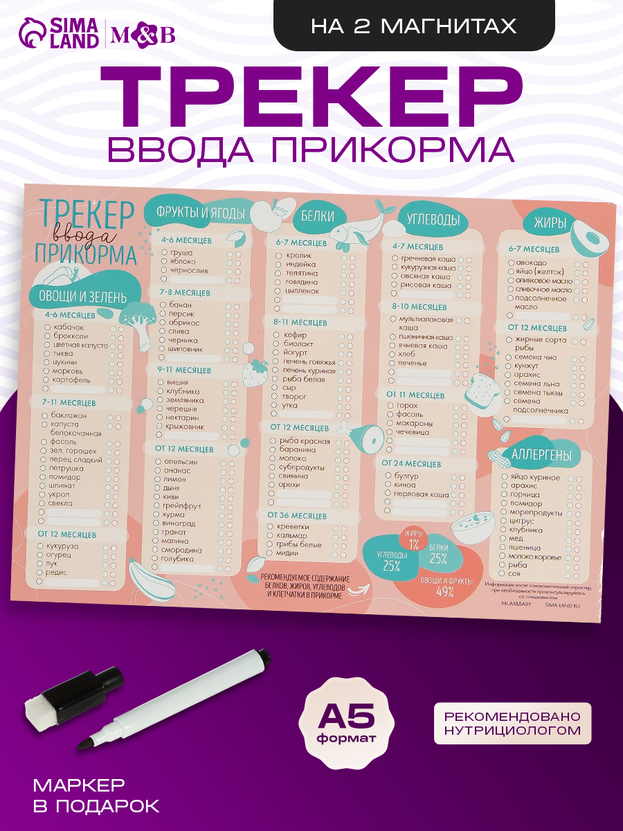 Магнитный трекер ввода прикорма Mum&Baby, по месяцам, для малышей, маркер
