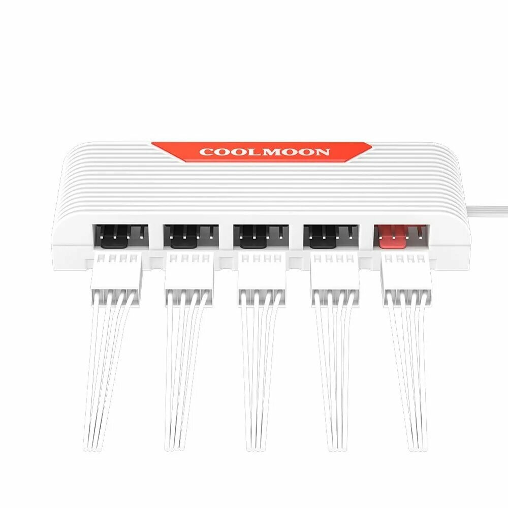 Хаб для систем охлаждения COOLMOON F5 PRO с поддержкой PWM, 5 разъемов 4pin, 400 мм, белый