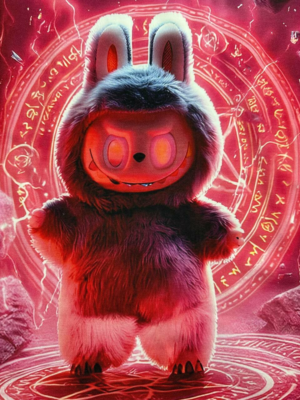 Купон 70х180 с диджитальным принтом Лабубу / Ткань Футер 2-х нитка