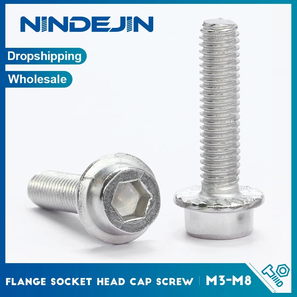 Винты шестигранные фланцевые из нержавеющей стали NINDEJIN M3-M12 M5x30mm 20pcs