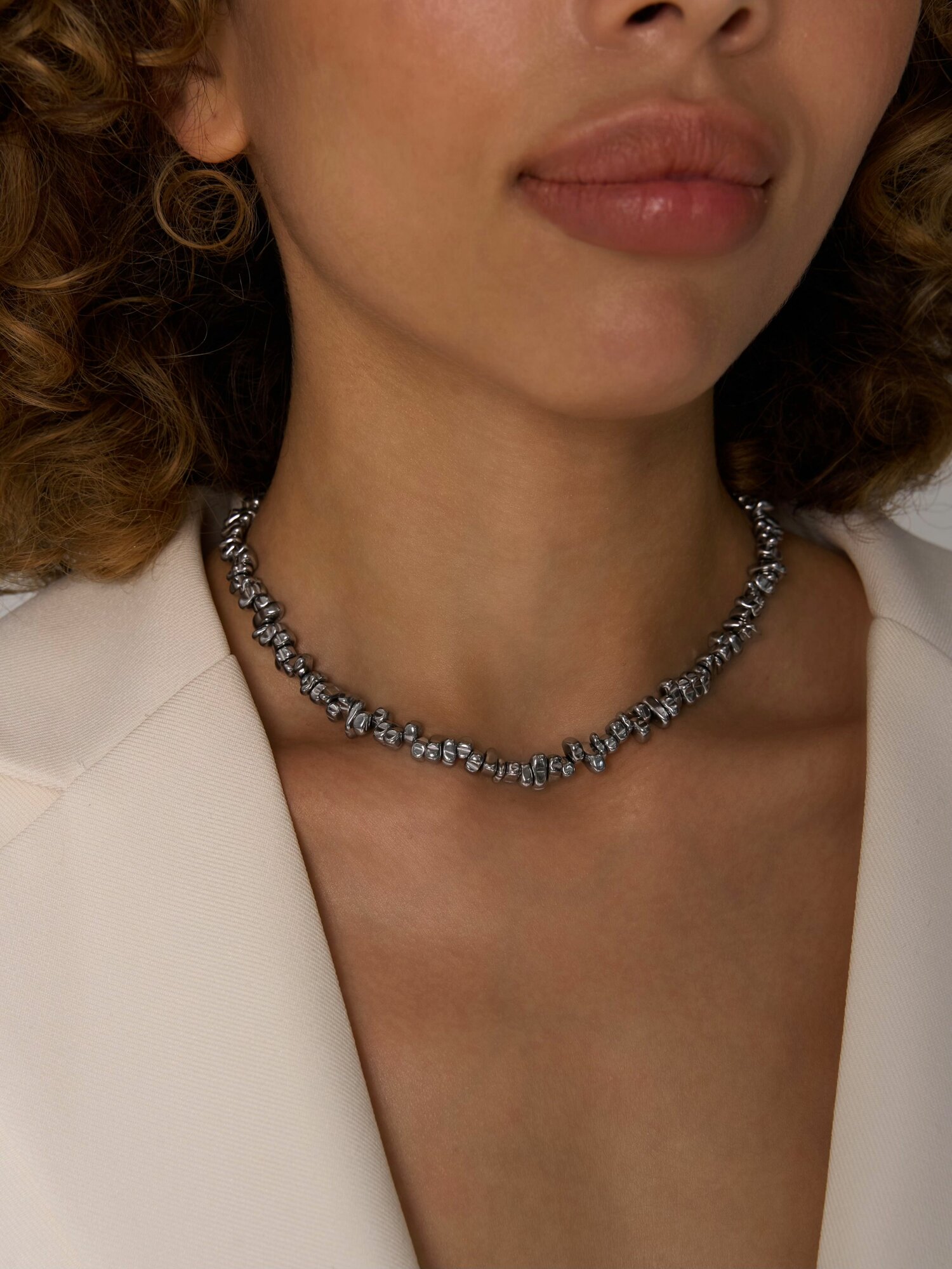 Чокер, гематит, бисер