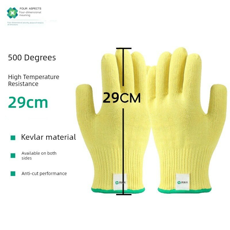 1 пара перчаток из кевлара 500°C, 29 см, для кухни, гибкие пальцы, огнестойкая защита
