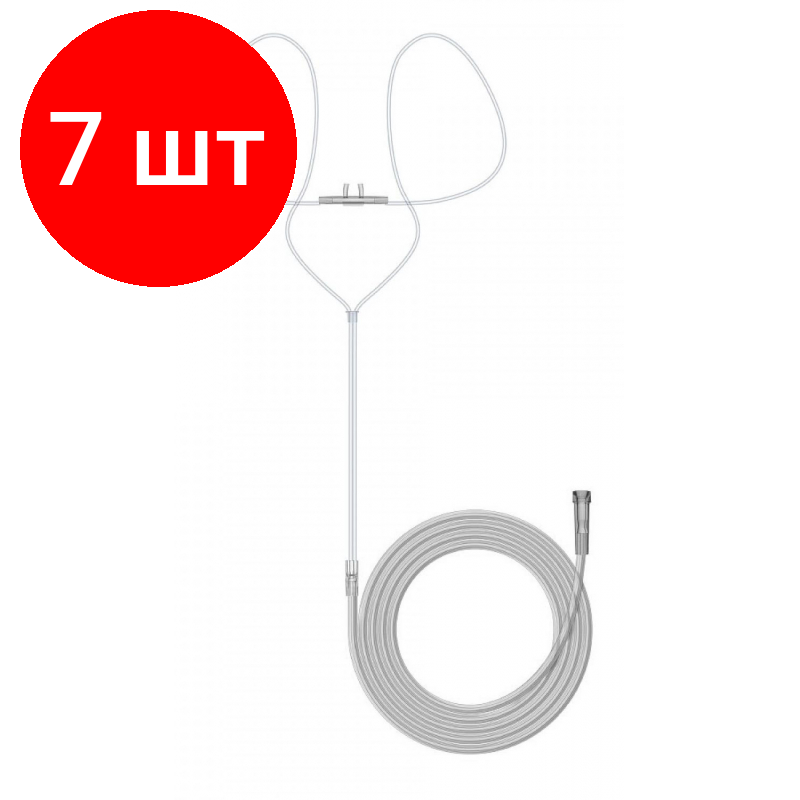 Комплект 7 штук, Канюля назальная кислородная со станд. наконечником, M, Mederen 0112-M101-02