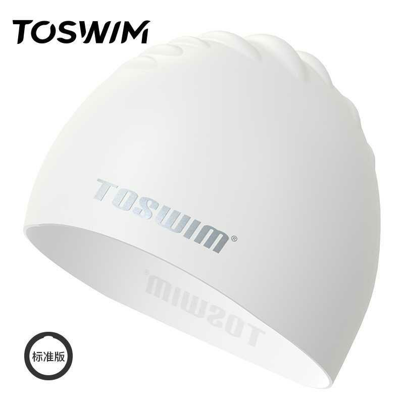 Горячая распродажа по специальной ценеШапочка для плавания TOSWIM для мужчин и женщин, не сдавливающая, для длинных волос, увеличенная водонепроницаемая, для большого обхвата головы, с защитой ушей, силиконовая шапочка для плавания.