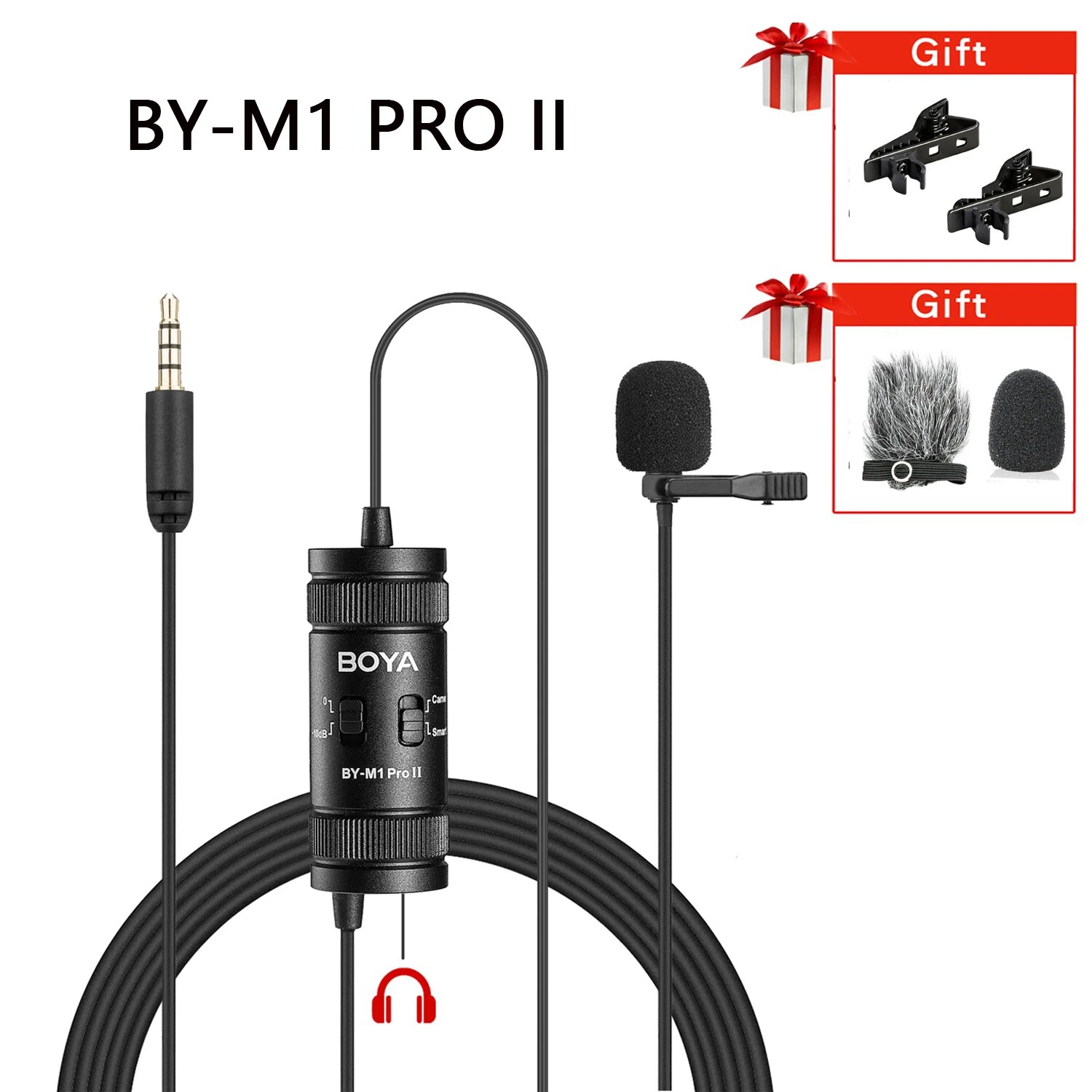 BOYA BY-M1 PRO/BY-M1 PRO II проводной петличный микрофон M1 PRO II-Clip-FF01