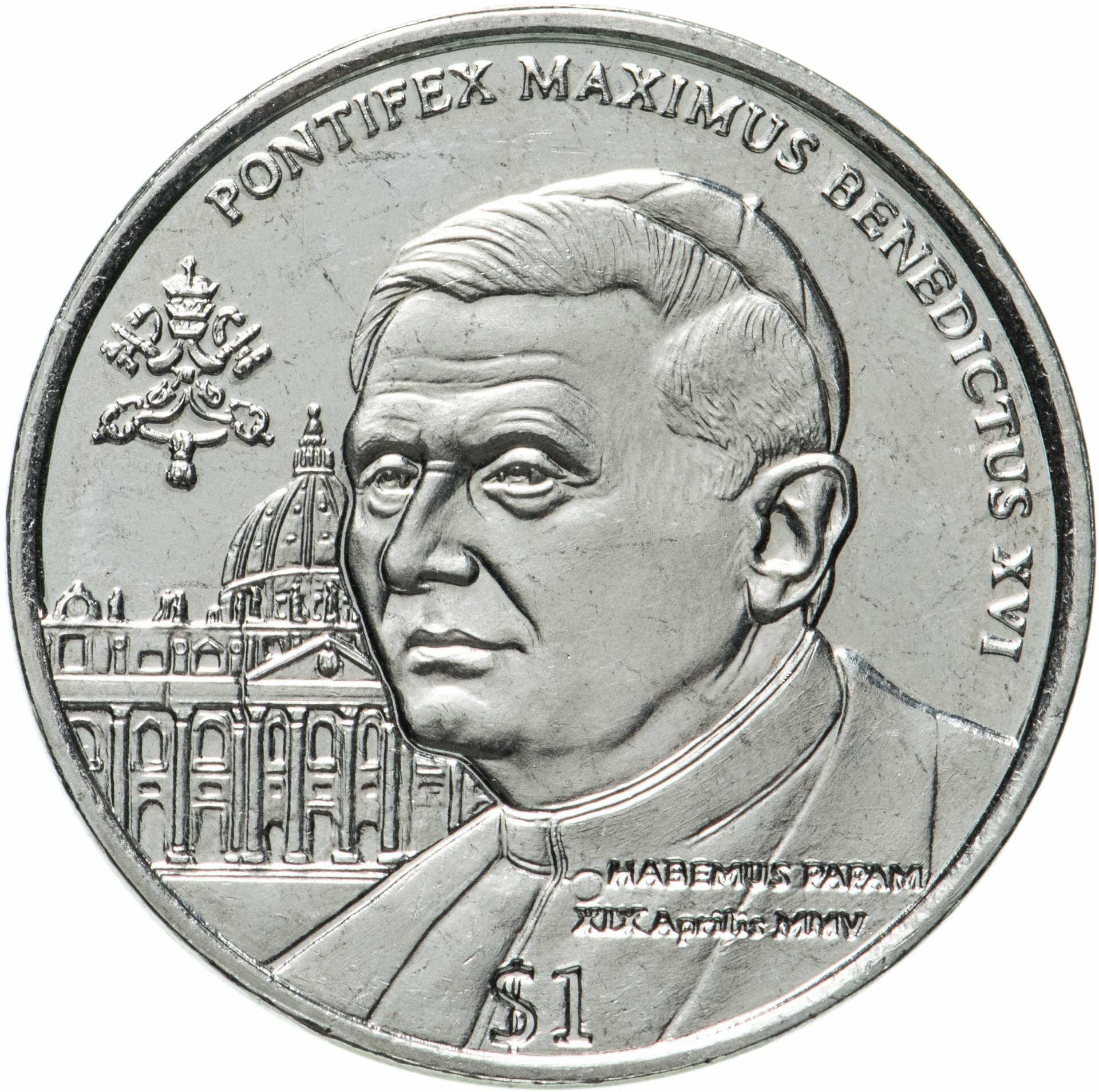 Сьерра-Леоне 1 доллар dollar 2005 "Бенедикт XVI", Мельхиор медь-никель, в сохранности UNC