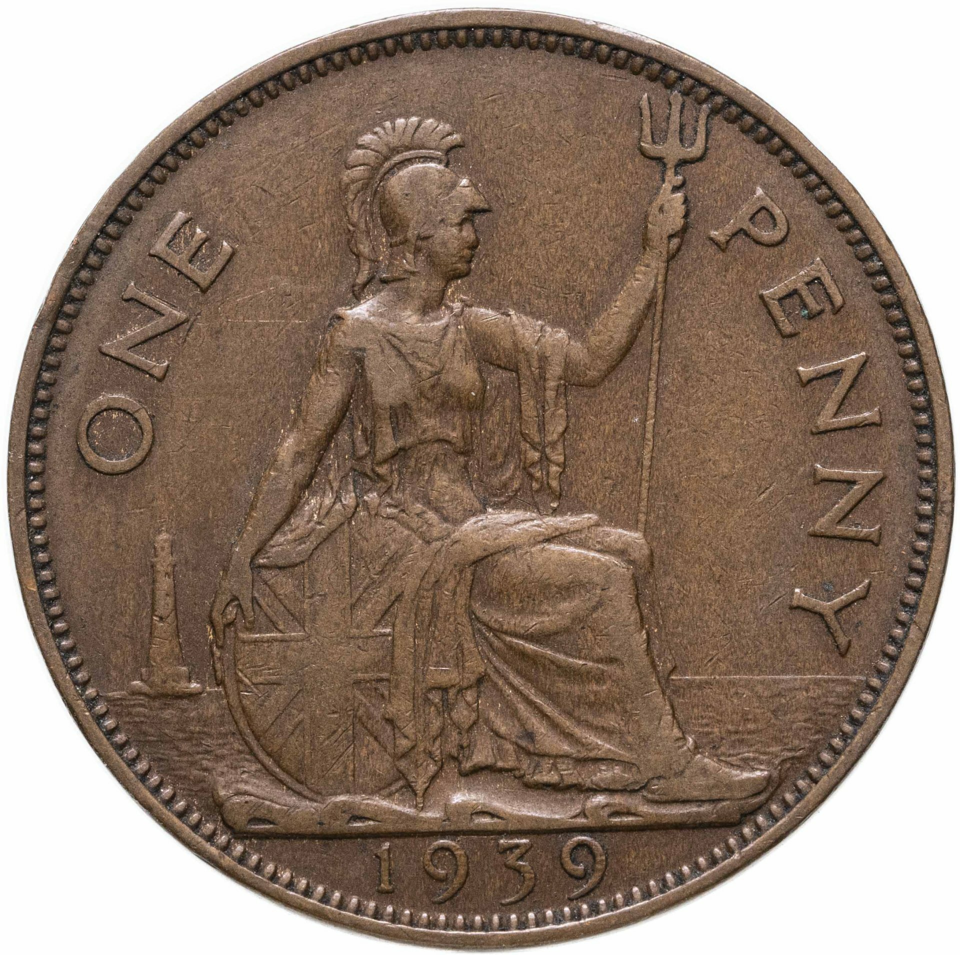 Великобритания 1 пенни penny 1939, Бронза, в сохранности VF
