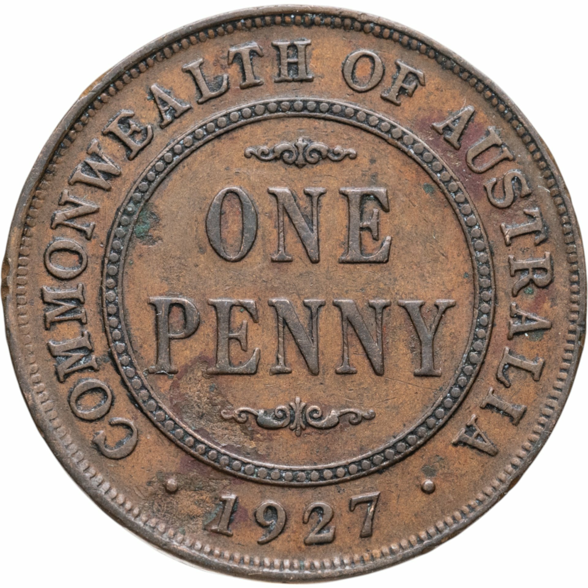 Австралия 1 пенни penny 1927, Бронза, в сохранности XF