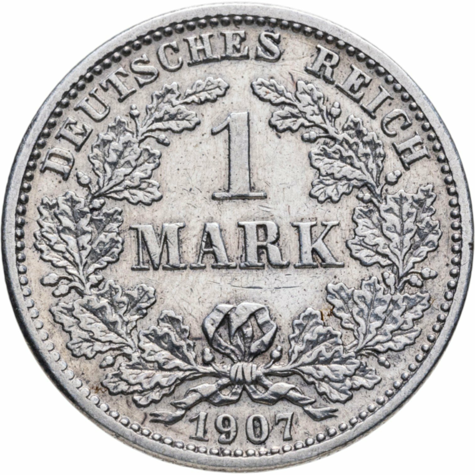 Германия 1 марка 1907 Знак монетного двора: "D" - Мюнхен, Серебро 900, в сохранности XF