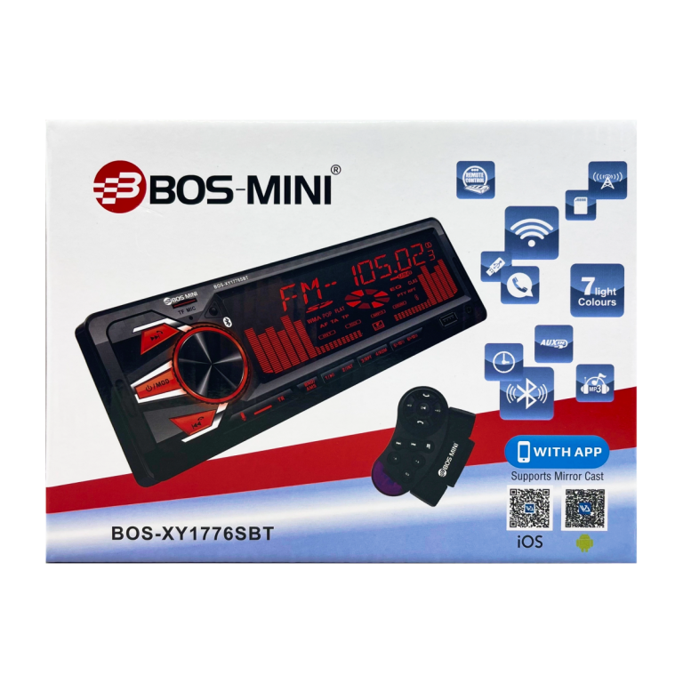 Автомагнитола BOS-MINI BOS-XY1776SBT 1Din, AM / FM-радио, Bluetooth, Aux-In