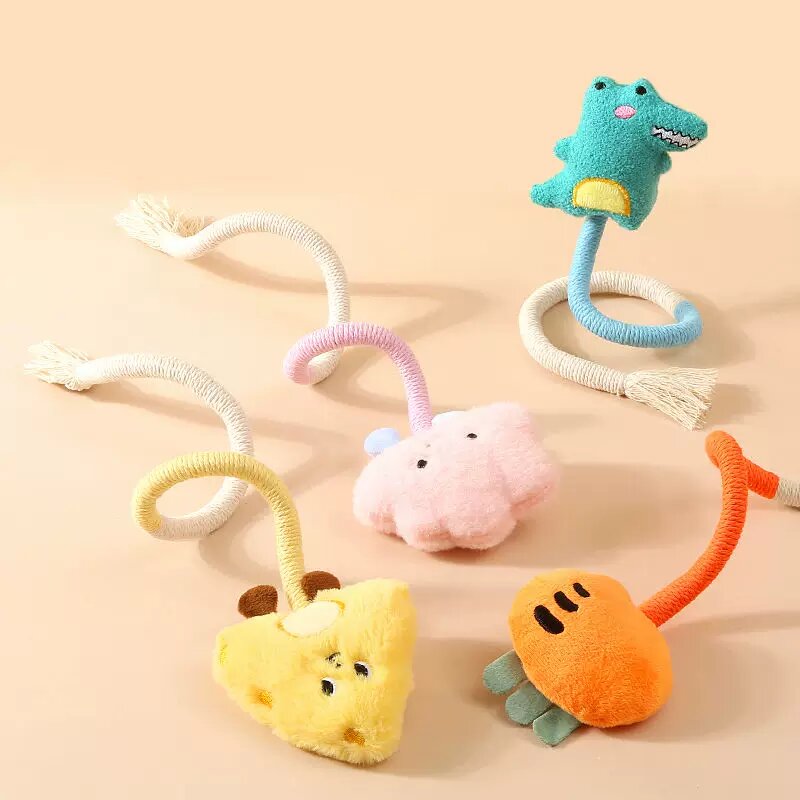 Комплект из 4 кошачьих игрушек-веревок с разными рисунками, прочный для маленьких кошек
