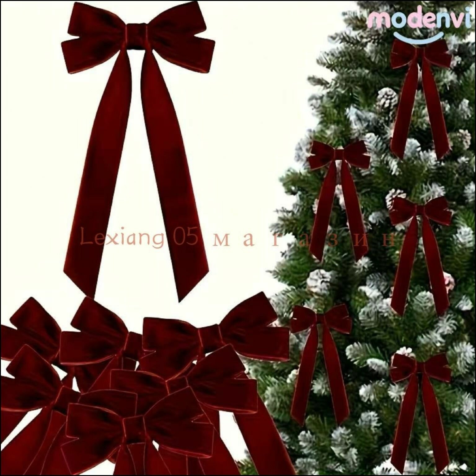 Роскошные бархатные банты на елку, красные новогодние украшения для упаковки подарков на свадьбу и новый год , красные банты 10шт.