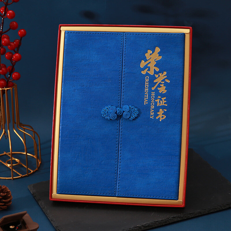 Наградная пластина формата А4 в кожаной обложке с кнопкой, высококачественная вертикальная обложка для награды выдающегося сотрудника.