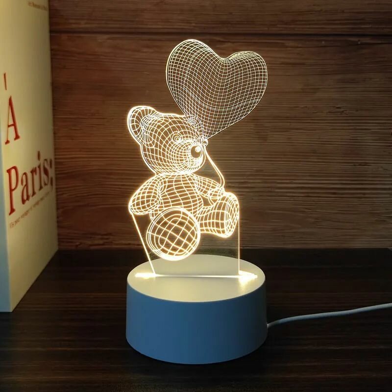3d ночник креативная трехмерная прикроватная лампа для защиты глаз во время сна в спальне