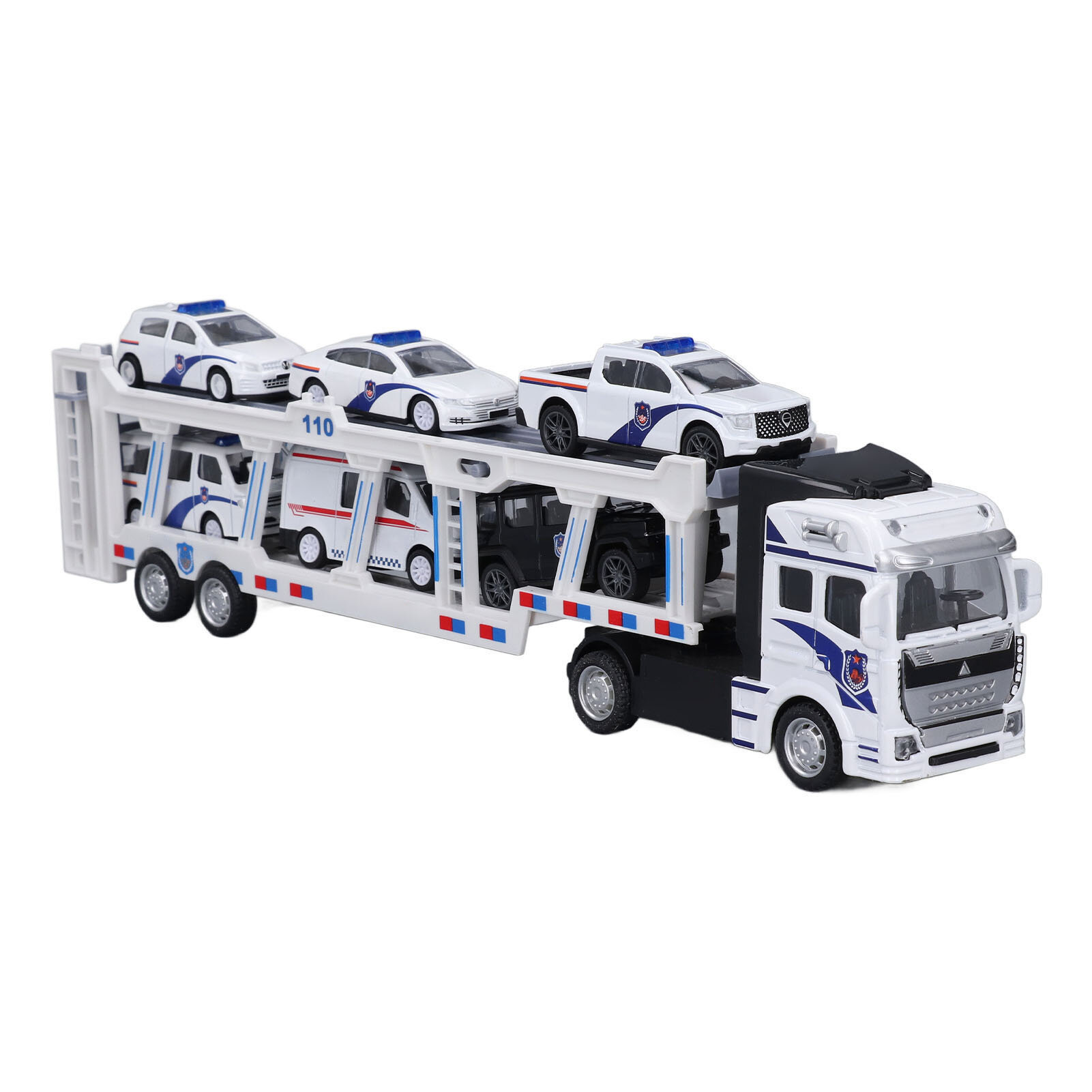 Transport Car Carrier Truck with 6 Alloy Model 2 Layers Toy for Indoor Outdoor