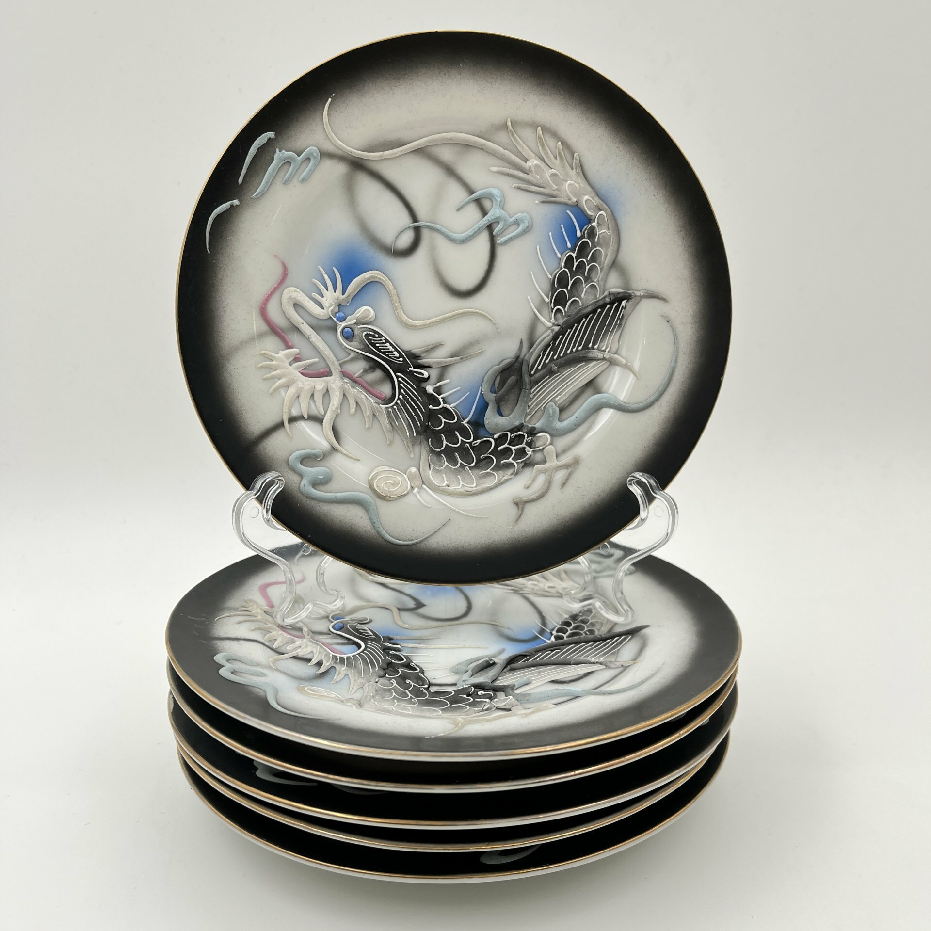 Набор из 6-ти десертных тарелок "Дракон", Lux Porcelain FAHD M.K, фарфор, бисквит, роспись