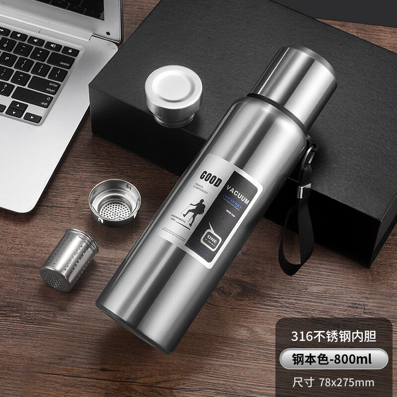 Открытый дорожный термогоршок большой емкости Мужская и Женская Удобная цельностальная спортивная чашка для воды из