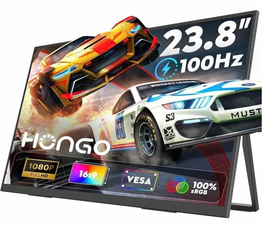 PORPOISE 23.8" Монитор Портативный игровой монитор 23.8,1920*1080P 100HZ Складная подставка, черный