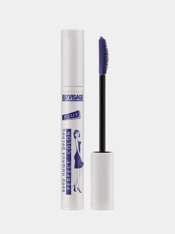 Тушь для ресниц LUXVISAGE PERFECT COLOR Веер пышных ресниц, тон Синий, 9 г