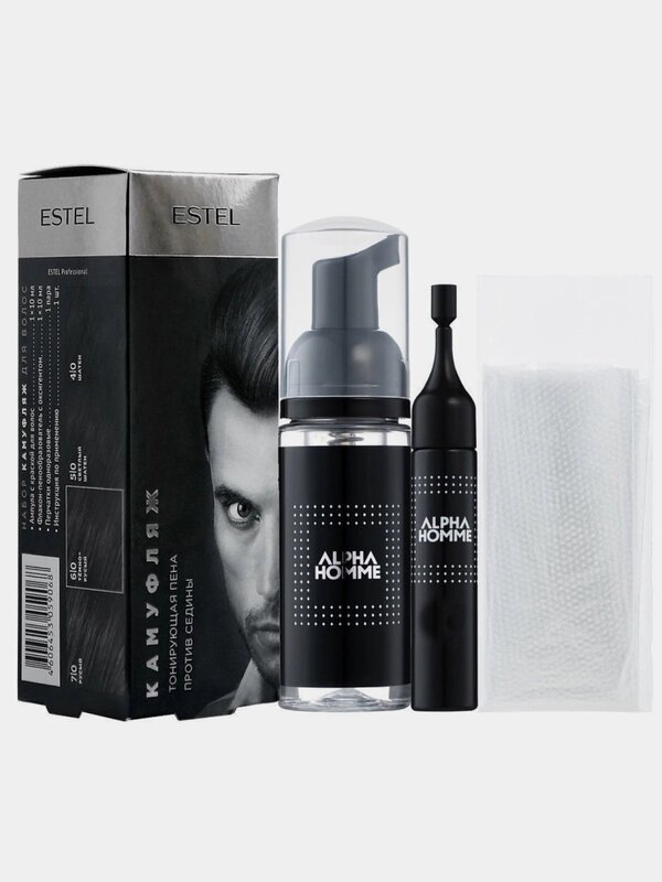 Комплекты Estel Alpha Homme: пена против седины, оксигент, флакон-пенообразователь