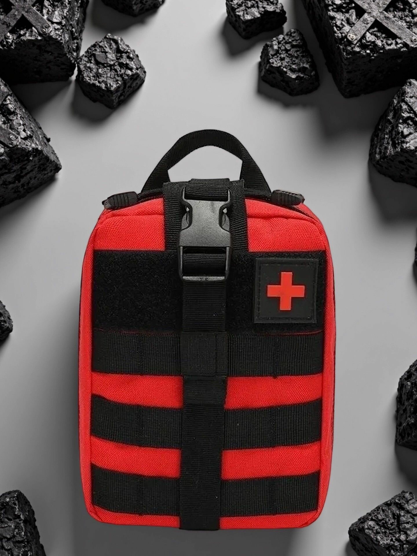 Походная сумка аптечка для лекарств отрывная, туристическая красного цвета