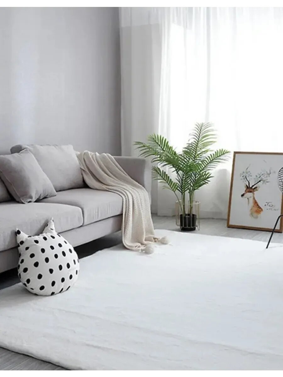 Коврик Natali's Carpets комнатный, белый имитация кролика 120х180 см