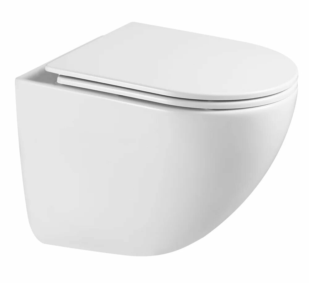 Унитаз подвесной Bauedge Bau Dream Hurricane3 с микролифтом, безободковый, без бачка, антивсплеск, фарфоровый, белый, глянцевый, овальный, сиденье для унитаза в комплекте