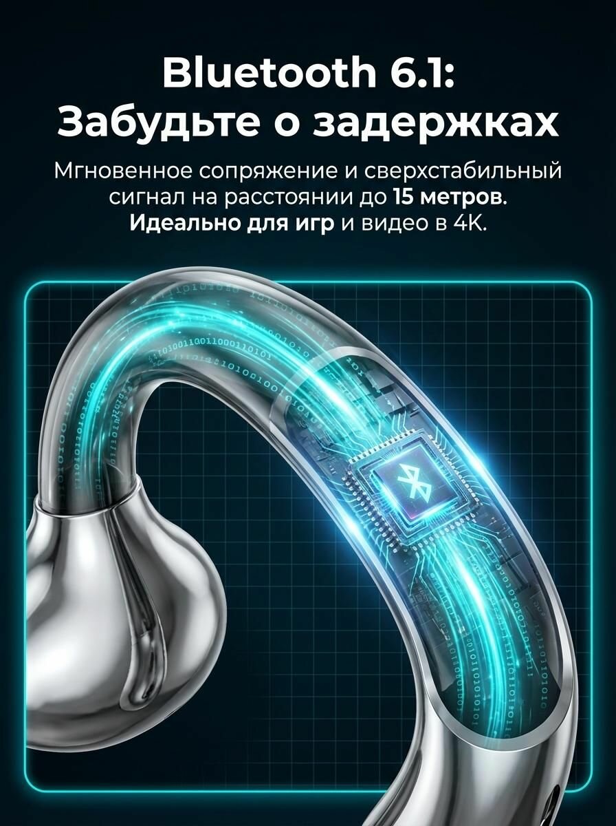 Беспроводные наушники Hyper-Bass Series 2026 Bluetooth 6.1, ANC, 80 часов музыки, черные