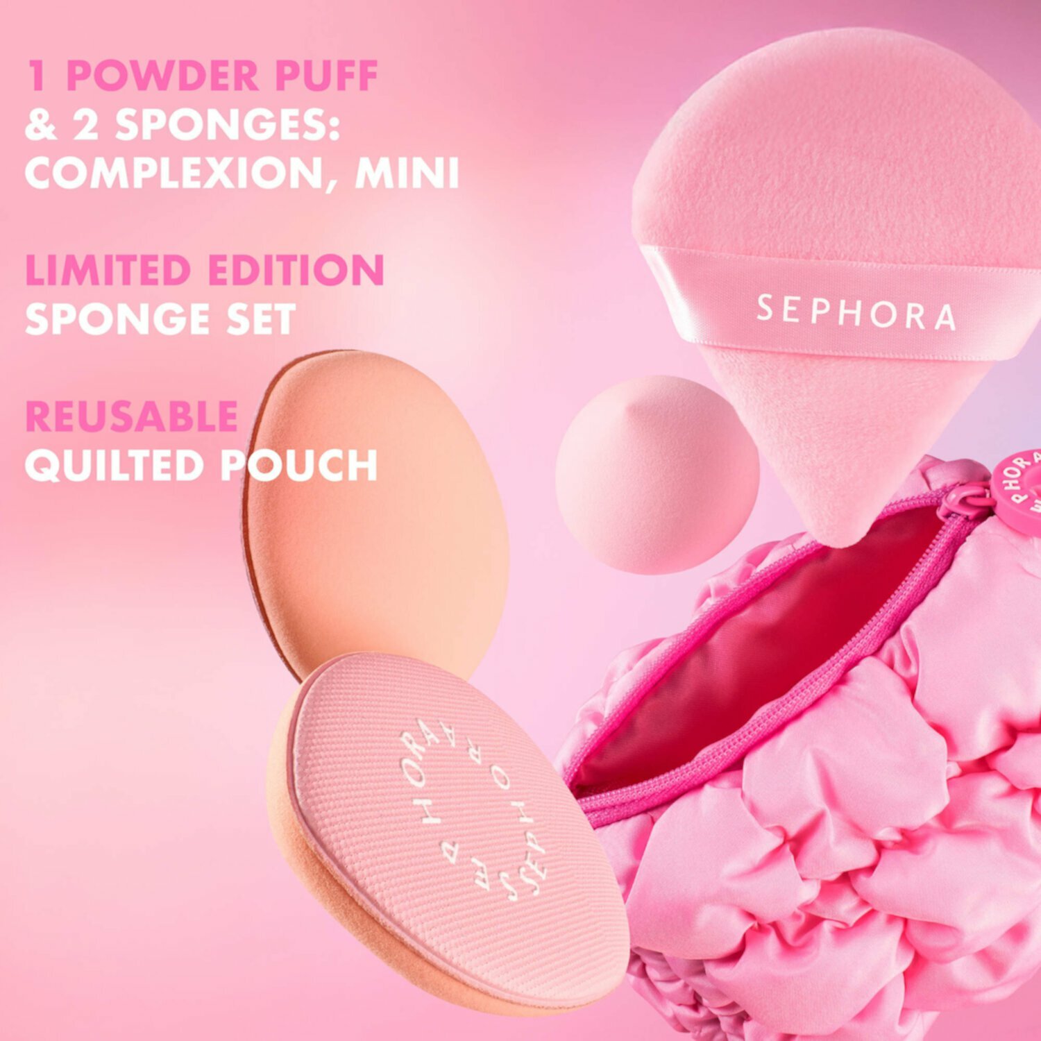 Sephora collection Набор губок для демакияжа и макияжа Pillow Dream: 4 супер-мягкие спонжа в мини-сумочке