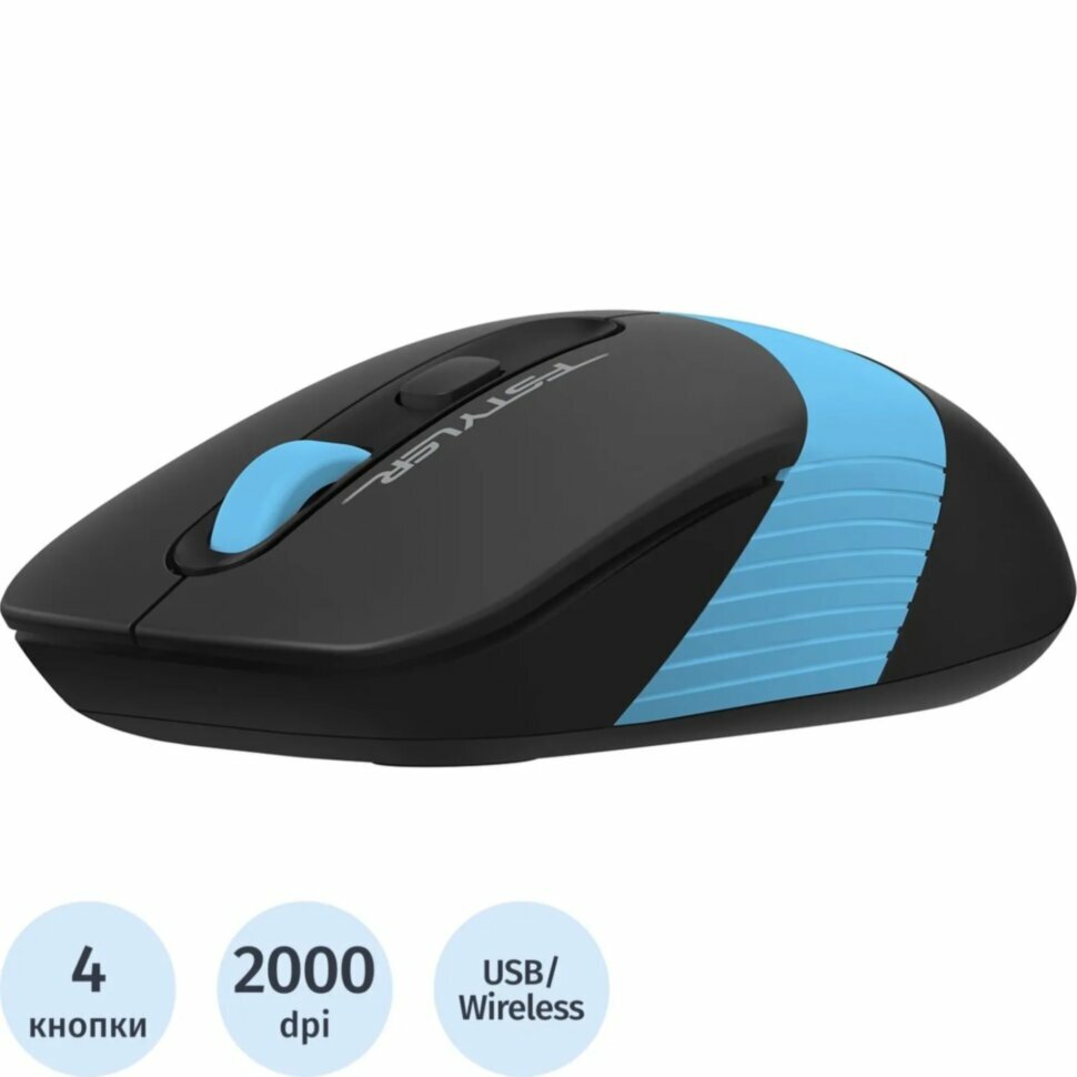 Мышь компьютерная A4Tech Fstyler (FG10 BLUE)черн/син/2000dpi/беспроводн/4кн, 1729883