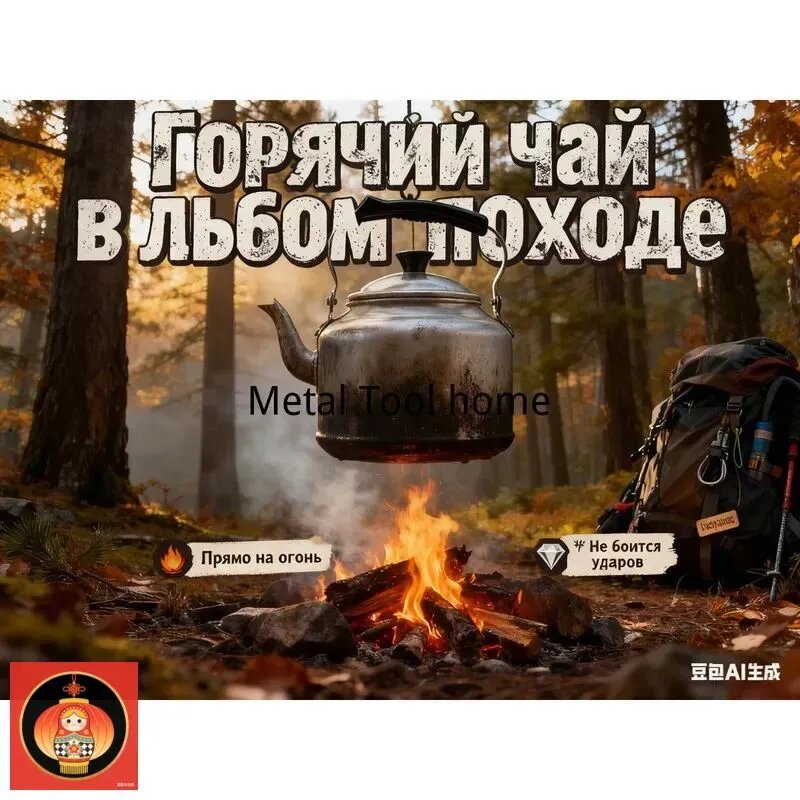Толстостенный алюминиевый чайник 5L для плиты и костра, винтажный большой объем