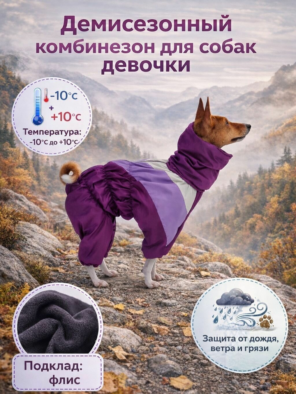 Комбинезон на флисе для собак породы Басенджи /Девочка/